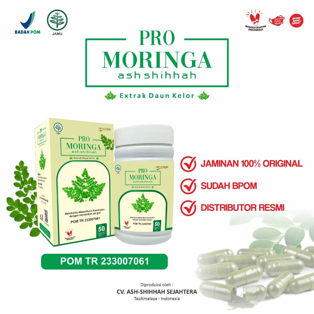 Jual (BPOM) Kapsul Pro Moringa | Kapsul Ekstrak Daun Kelor Ash-Shihhah Original | Shopee Indonesia