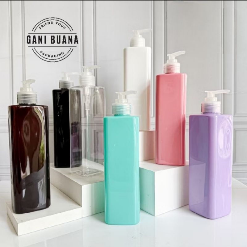 Jual BOTOL PUMP 500ML KOTAK PET TUTUP PUMP NATURAL/BOTOL SABUN 500ML | Shopee Indonesia