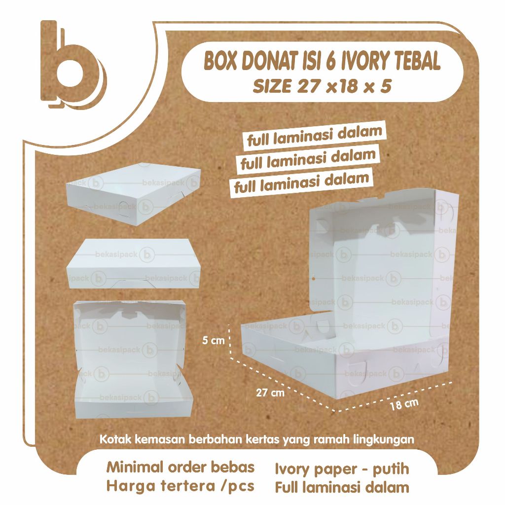 Jual Box Donat Isi 6 Ivory Tebal Foodgrade 27x18x5 | BDI6ITF00486 ...