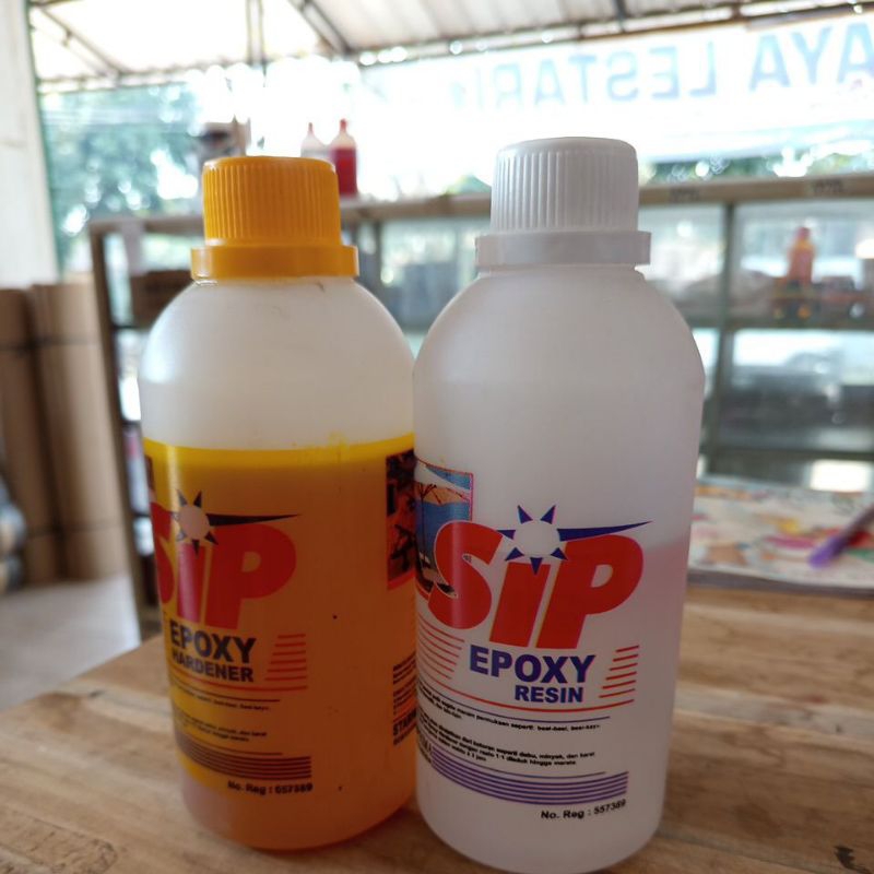 Jual Lem Poxy sip 1 set resin dan hardiner ukuran 1/2 Kg | Shopee Indonesia
