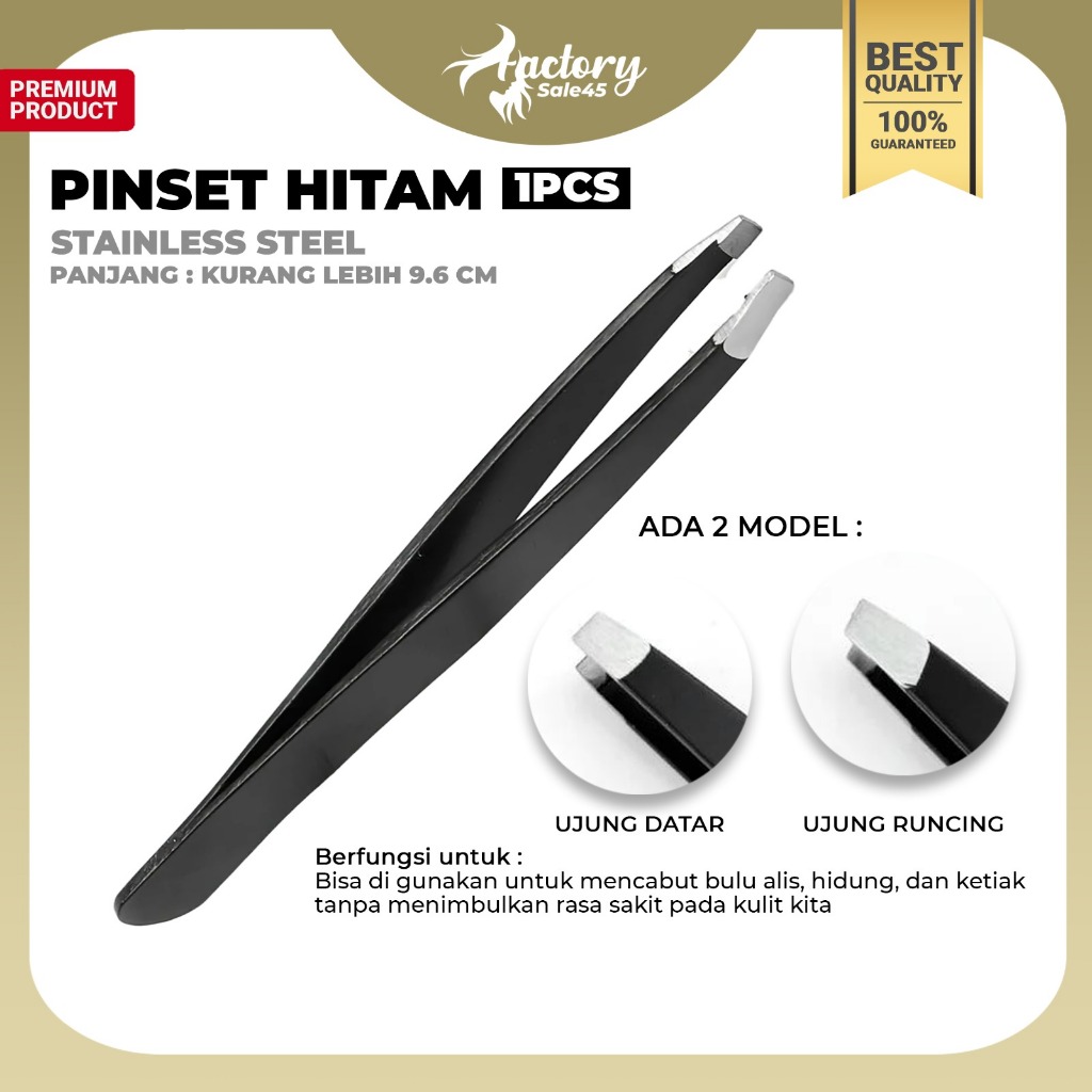 Jual Pinset Penjepit Pencabut Bulu Mata HITAM Alis Ujung Miring ...