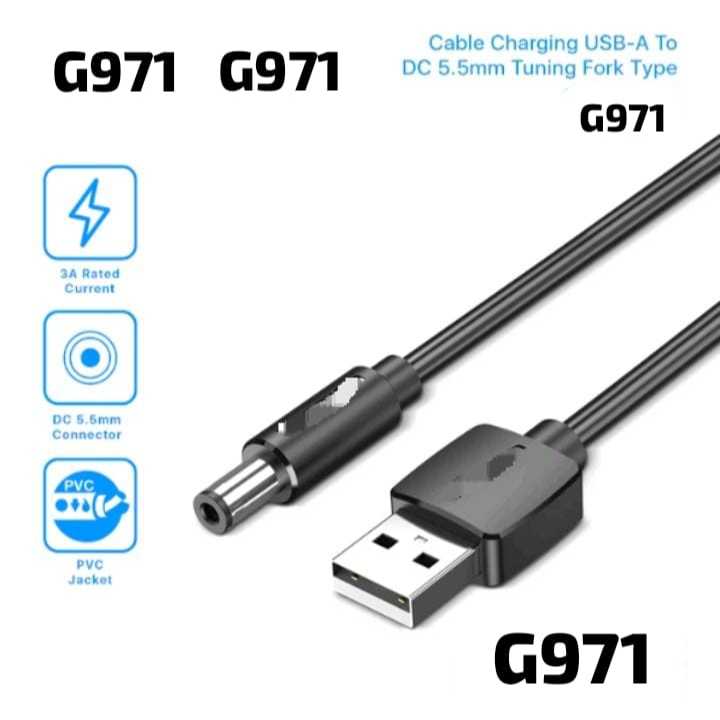 Jual G971 ORIGINAL KABEL POWER USB TO DC 5.5mm x 2.1mm 5V AC 5V 3A MINI CAS CHARGER BULAT JACK ...