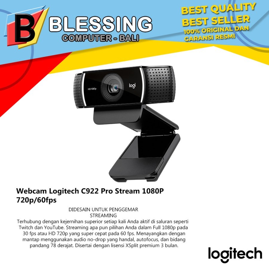 Jual Webcam Logitech C922 Pro Stream 1080P HD 720p/60fps [960-001090 ...