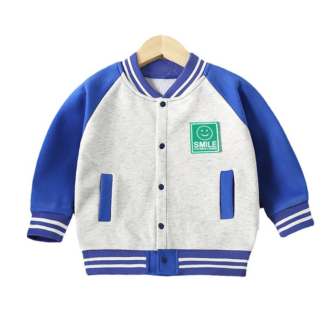 Jual Jaket Varsity Anak Perempuan Laki Laki Model Baseball LOGO SMILE ...