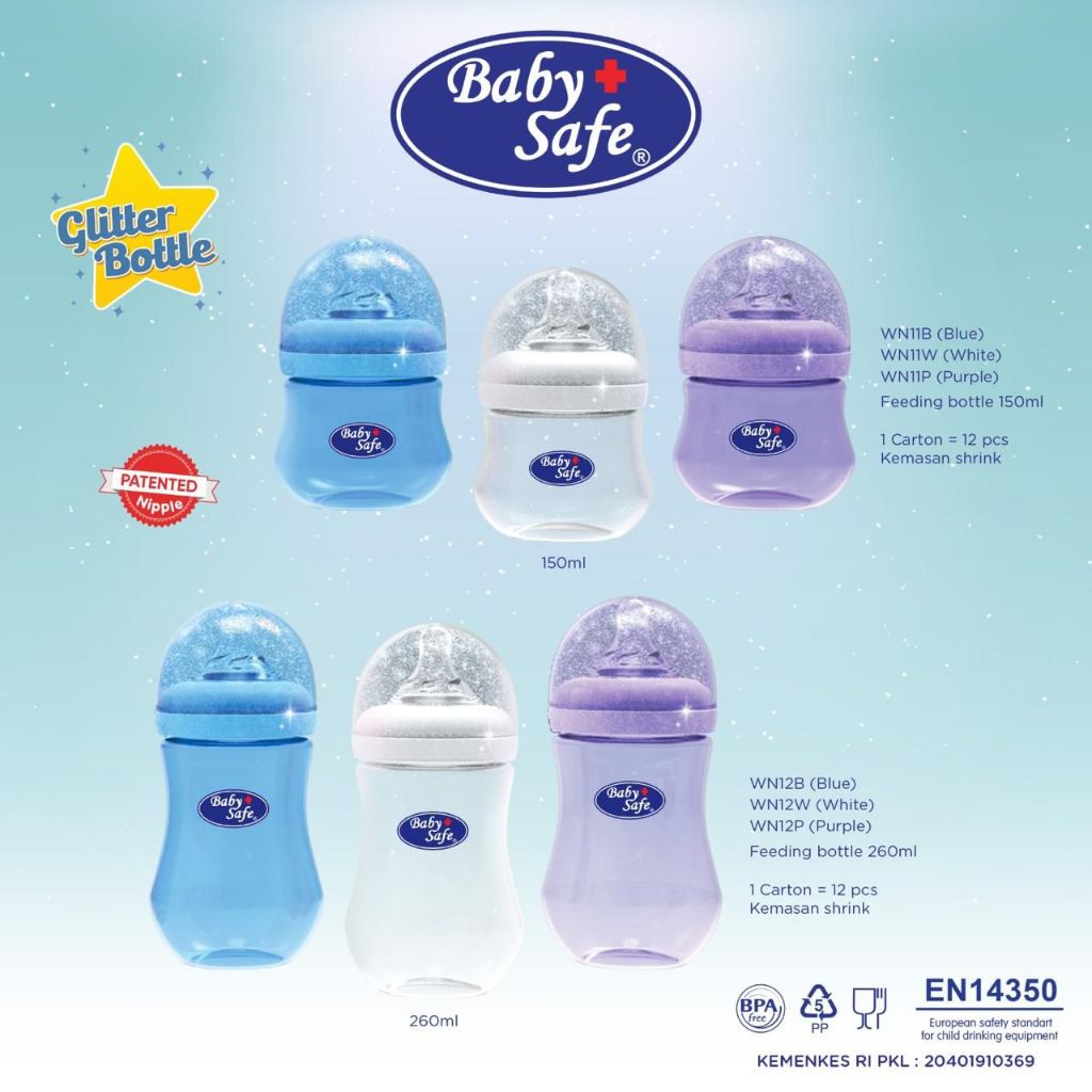 Jual BABY SAFE Wide Neck Bottle 150ml 260ml | BabySafe Botol Susu Dot ...