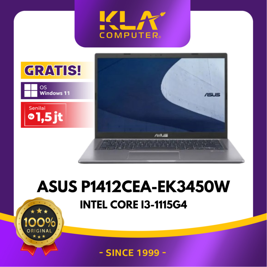 Jual ASUS Expertbook P1412CEA EK3450W TKDN Intel i3 1115G4 4GB 512GB 14 ...
