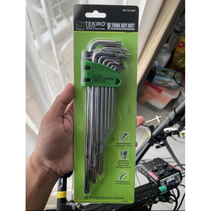 Jual TEKIRO" KUNCI L set torx 9 pcs tidak lubang ( T10 - T50 ) / Kunci L bintang panjang tanpa ...