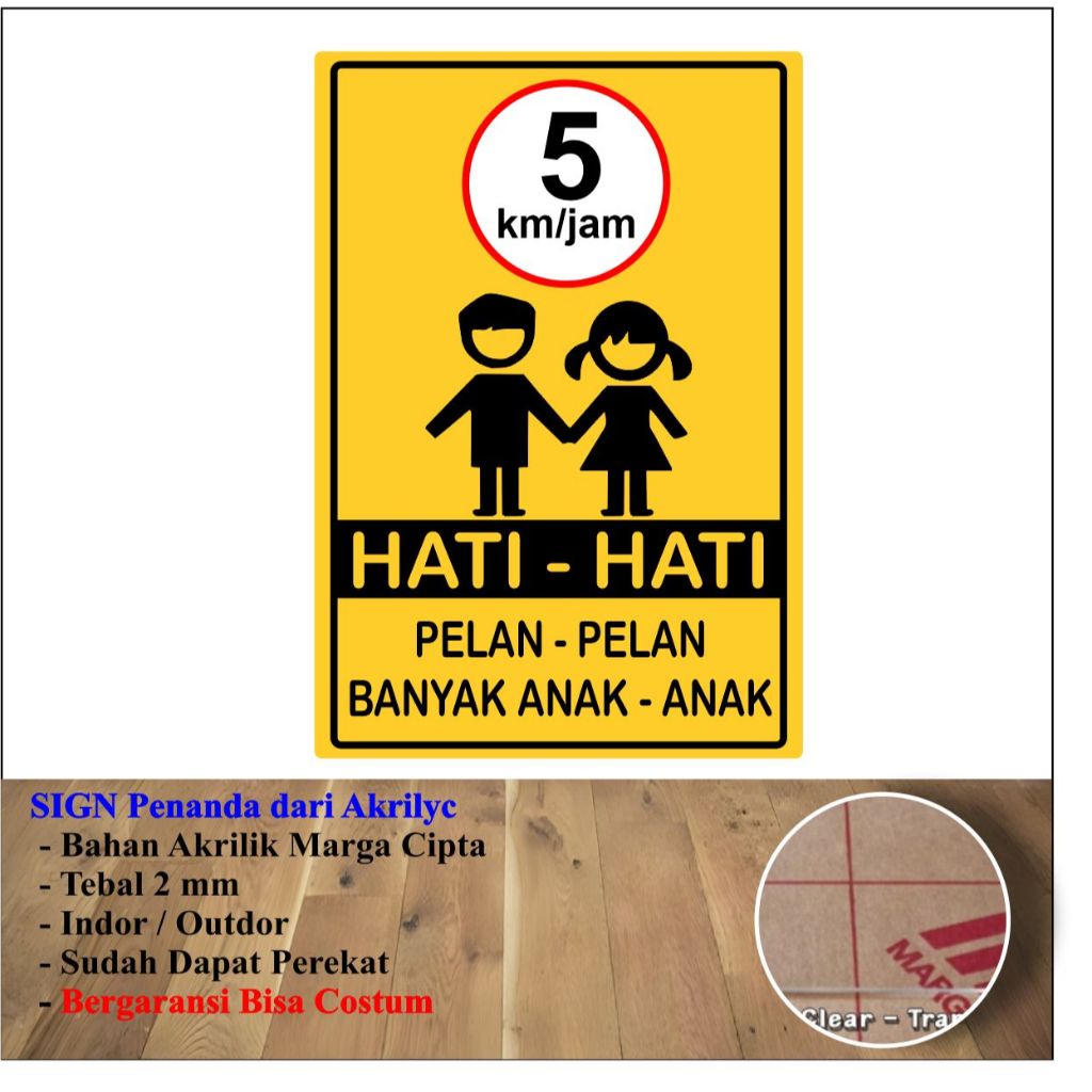 Jual AKRILIK RAMBU PELAN PELAN BANYAK ANAK ANAK SIGN STICKER ACRYLIC ...