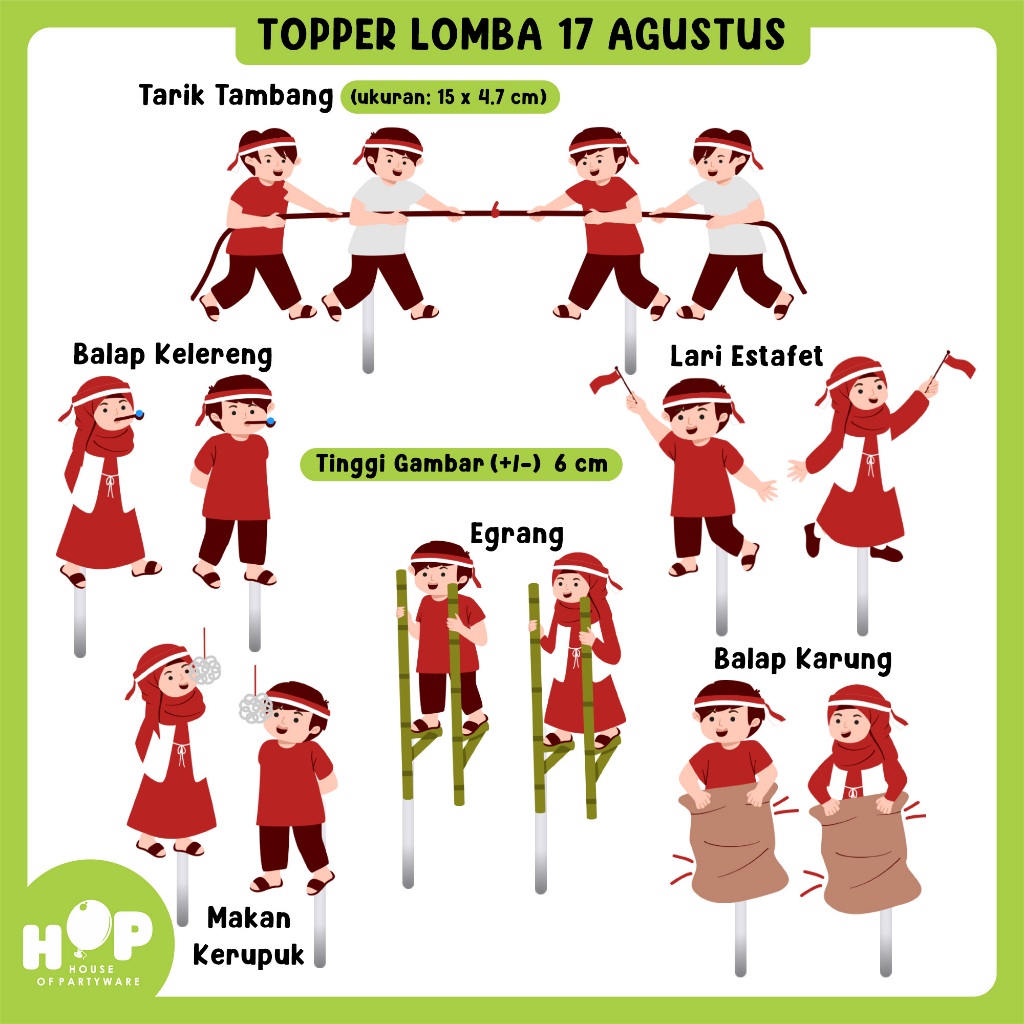 Jual Topper Tumpeng LOMBA 17 AGUSTUS / HUT RI 80 Hiasan Kue / Hiasan ...