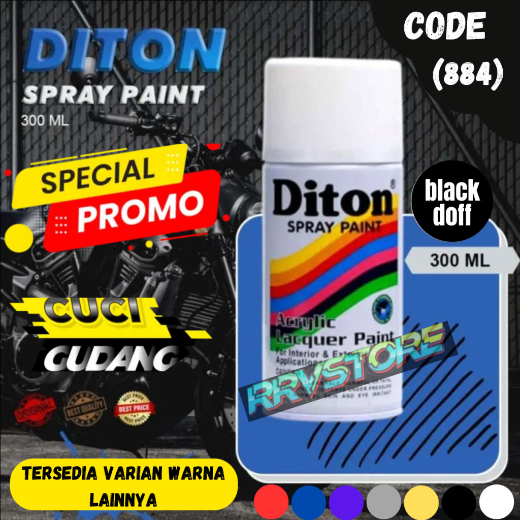 Jual CAT SEMPROT DITON BLACK DOFF ( 884) 300cc CAT DITON WARNA HITAM ...