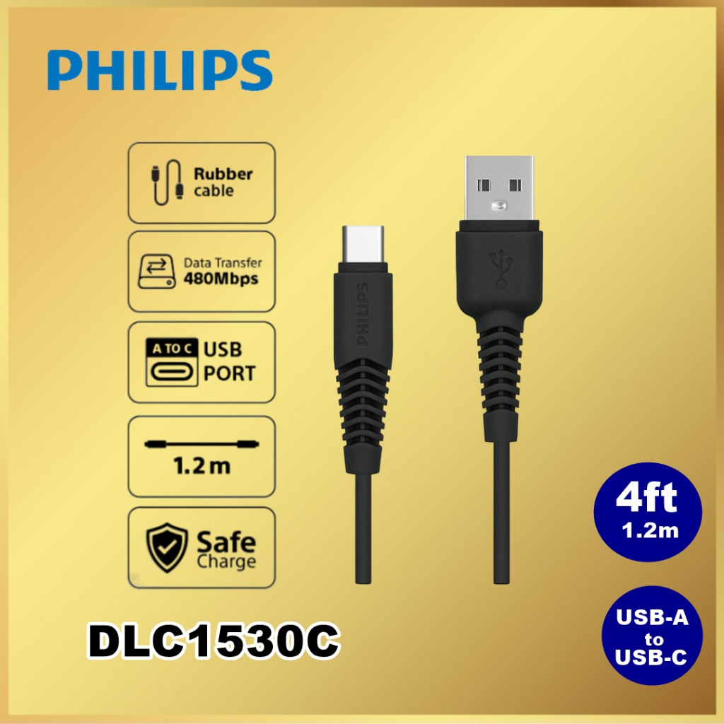 Jual Philips USB-A to USB-C Sync & Charge Cable DLC1530 C DLC 1530 C ...