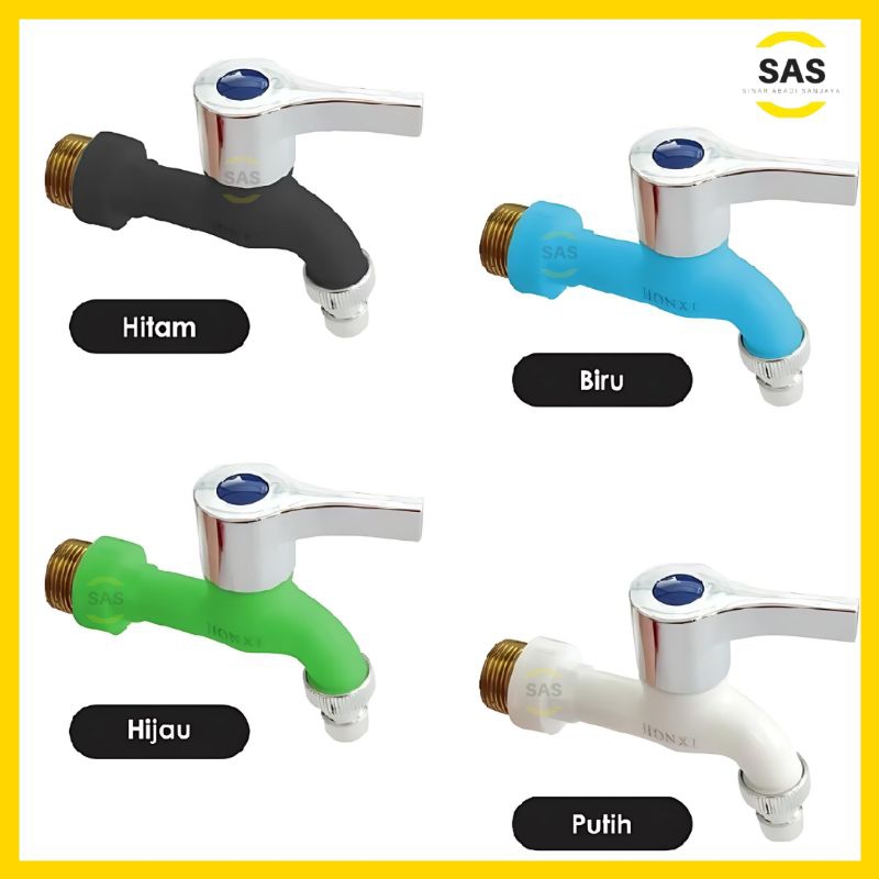 Jual [SAS] Kran Air 1/2" 3/4 Inch PVC Jumbo / Kran drat kuningan Engkol ...