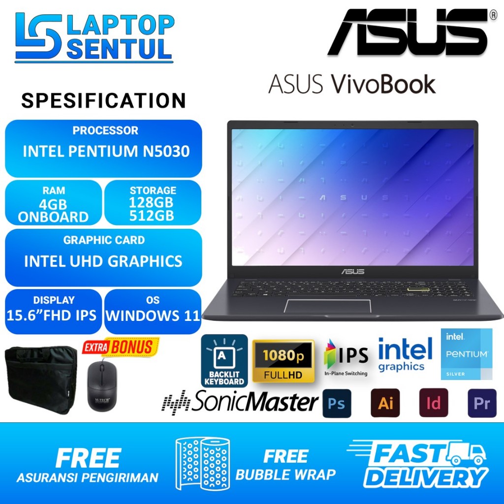 Jual Laptop Slim Asus Vivobook 14 L410MA Intel N4020 Ram 4GB 512GB Ssd ...