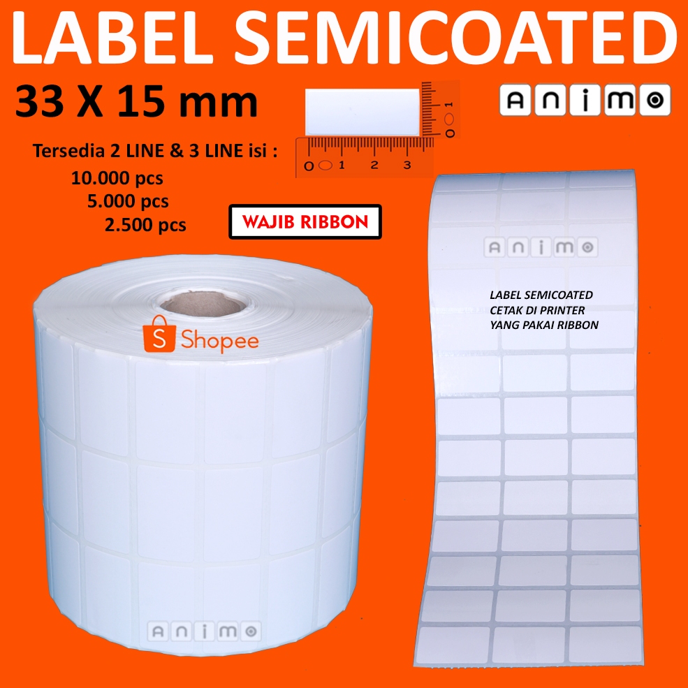 Jual LABEL SEMICOATED 33 X 15 isi 10000 PCS - Label Barcode Semicoated ...