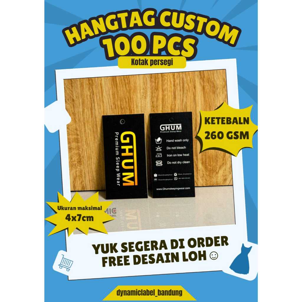 Jual ( Free Desain ) Hangtag custom 100 Pcs / label tag gantung hangtag ...