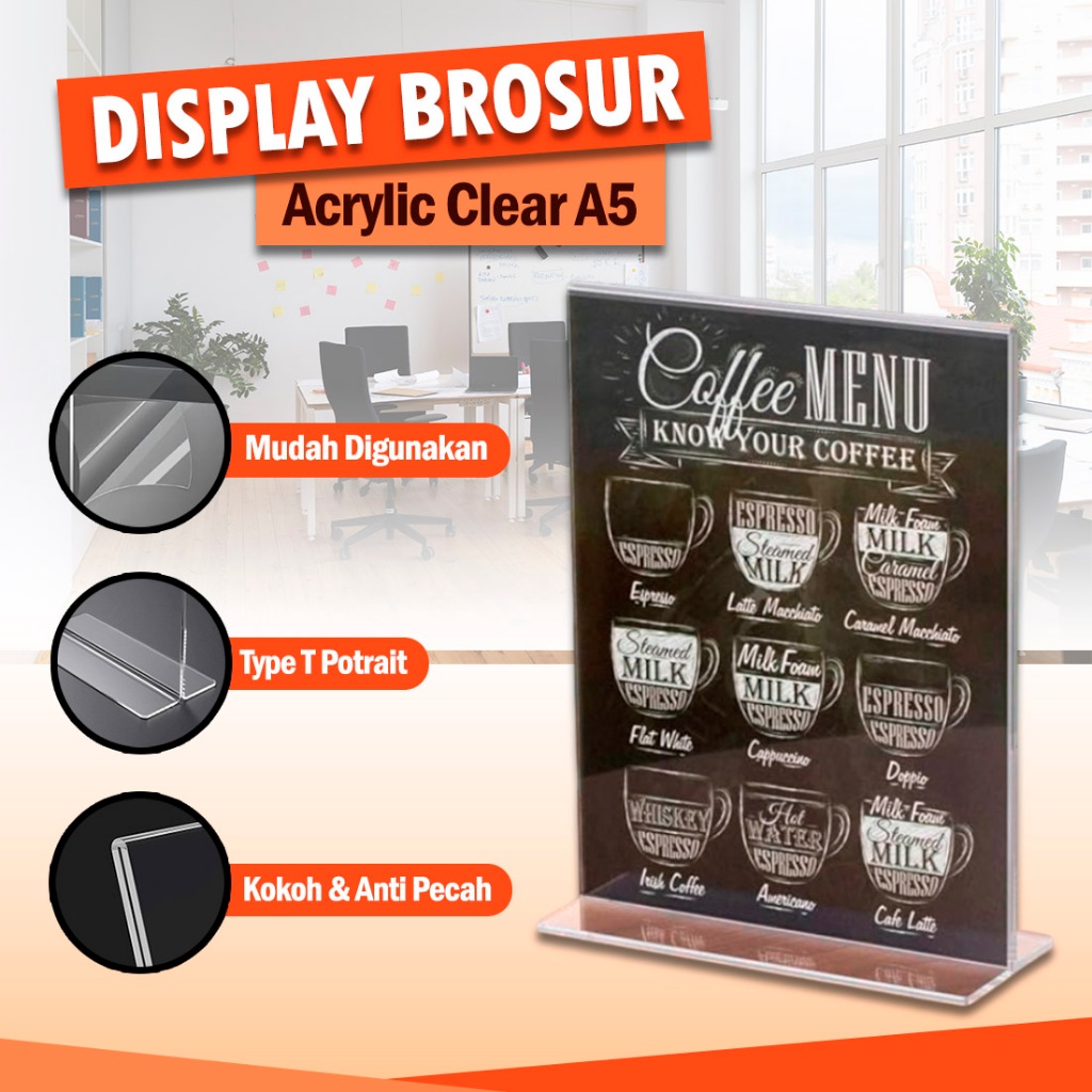 Jual IDEKU Stand Holder Brosur Akrilik Bening A5 – Tempat Brosur Menu ...