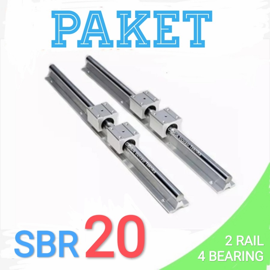 Jual Paket set rail guide linear SBR20 SBR 20 shaft 20mm + 4 block ...