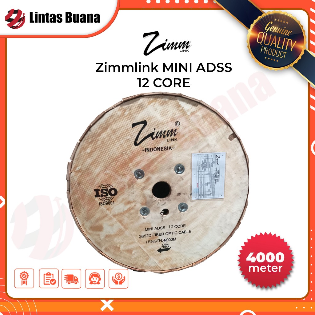Jual Kabel Fiber Optik Mini ADSS 12 Core 4000 meter Zimmlink | Shopee ...