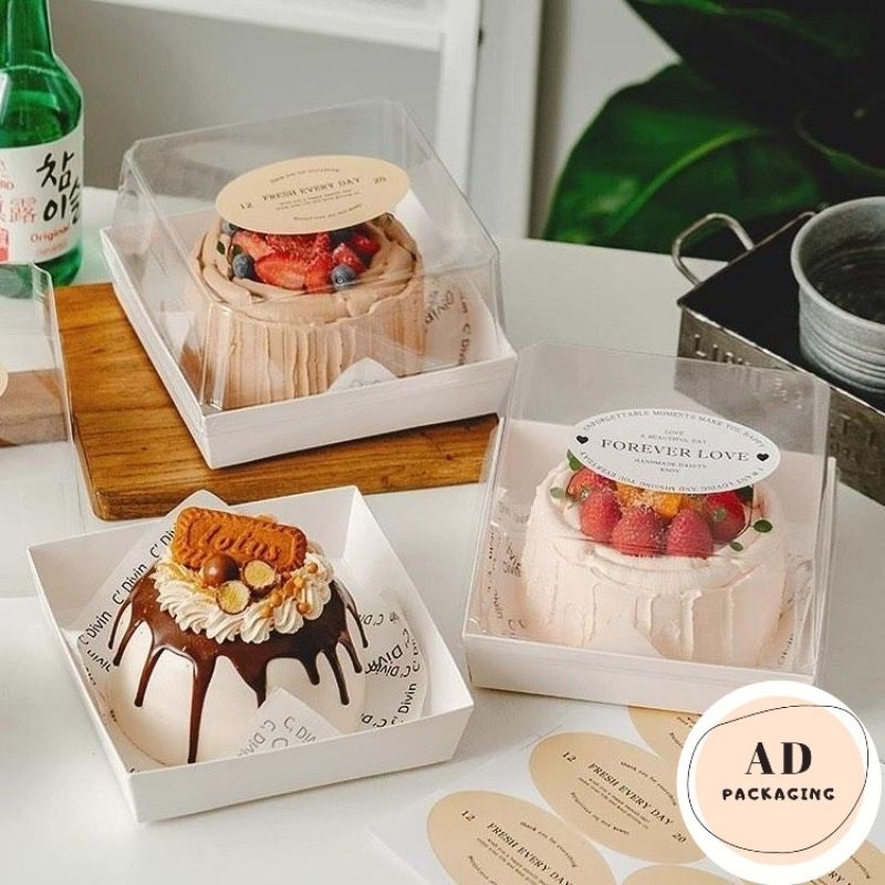Jual 10pcs 16x16x10cm box mika kue tart puding cake kotak paper box kue ...