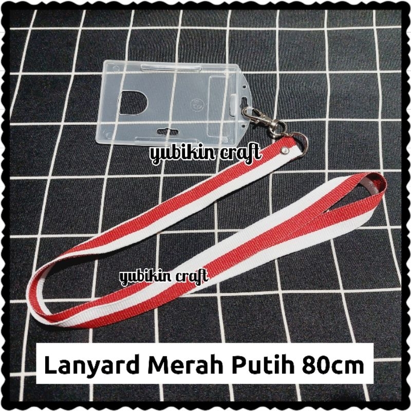 Jual 1 Piece Lanyard ID Card Panjang 80cm Lebar 1,5cm Warna Merah Putih ...