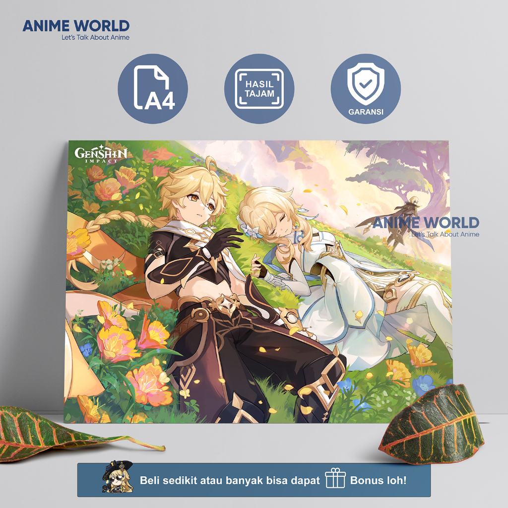 Jual Poster Genshin Impact Aether Lumine Terbaru Full Color | Shopee ...