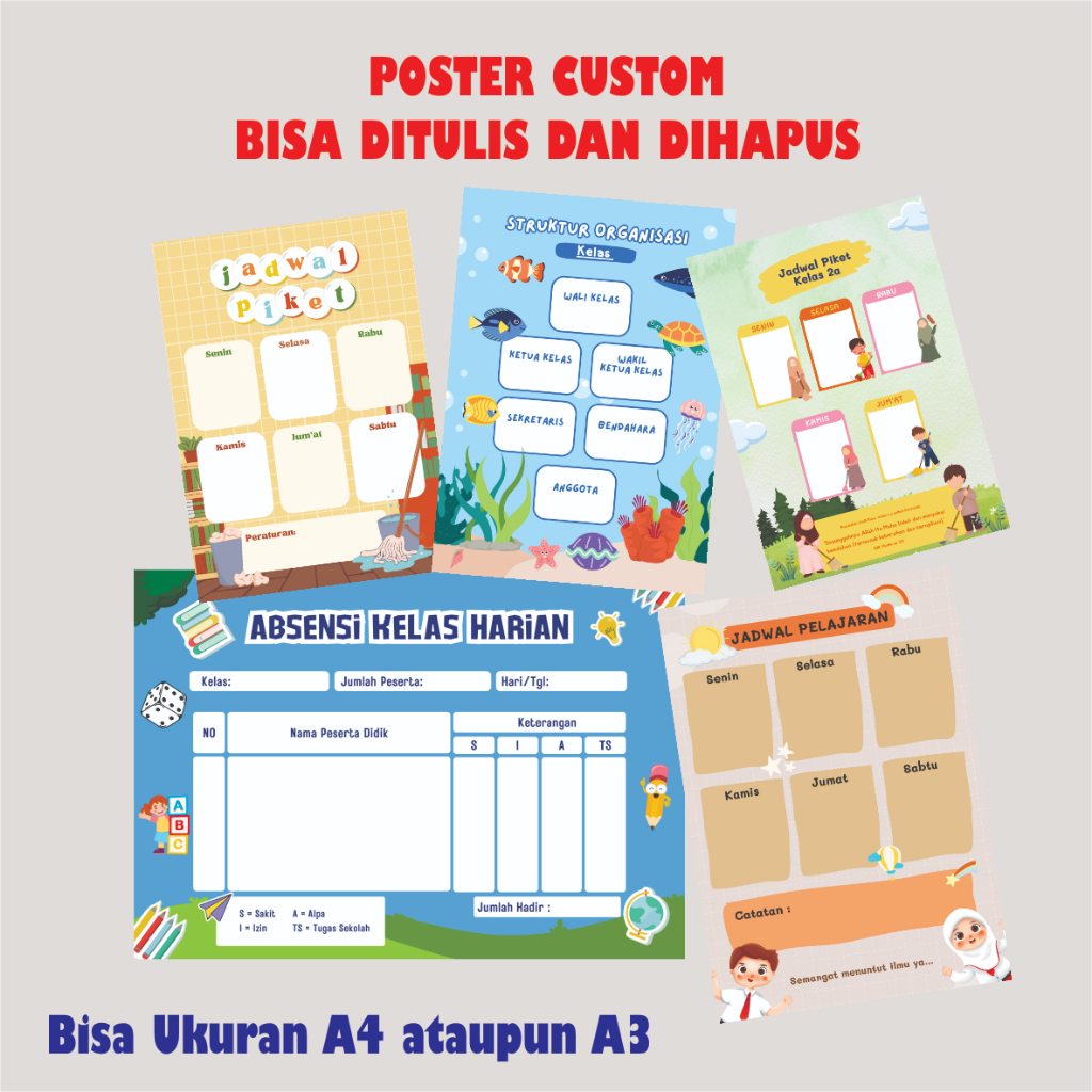 Jual POSTER CUSTOM WEEKLY PLANNER/POSTER BISA DITULIS DAN DIHAPUS ...
