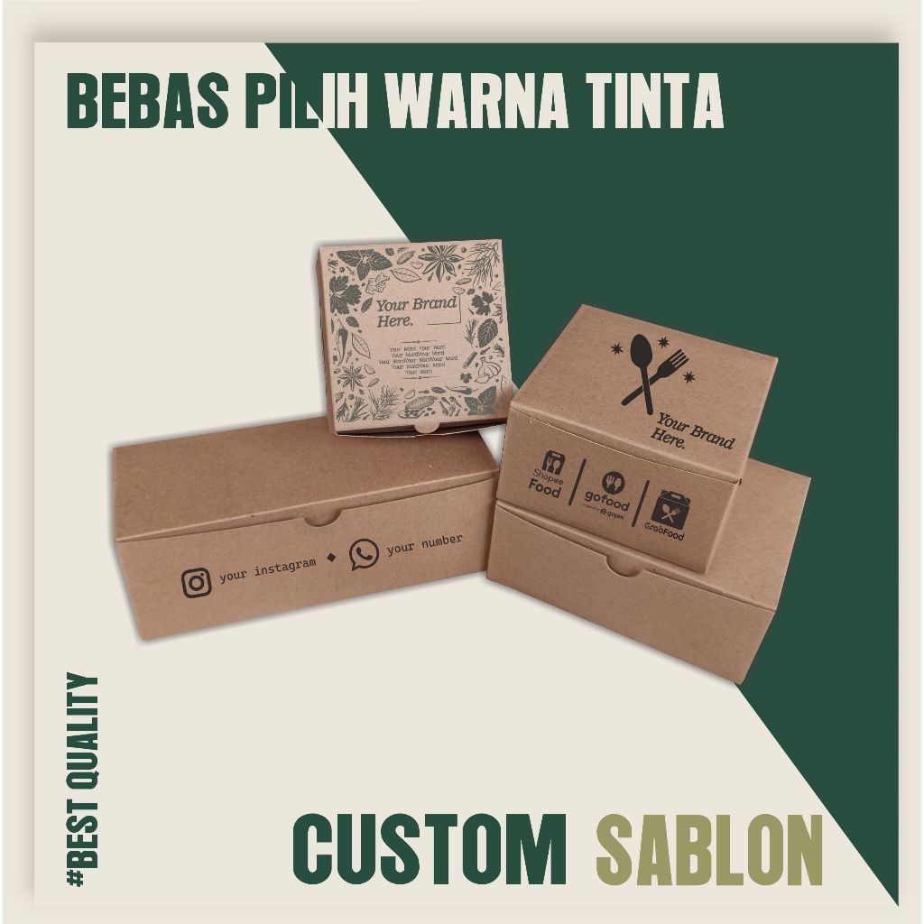 Jual Custom Sablon Box Kraft Size (M) + SABLON 1 WARNA | custom desain ...