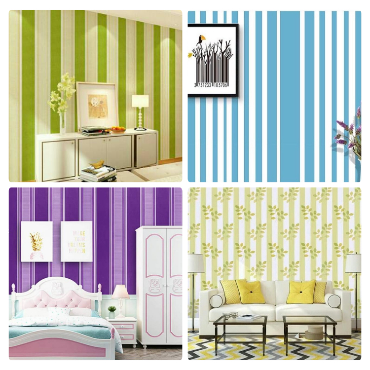 Jual Wallpaper Dinding Kamar Tidur Motif Salur Biru Walpaper Dinding Ruang Tamu Motif Garis ...