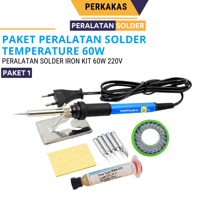 Jual Kit Peralatan Solder Listrik Set Lengkap 60 Watt 220V Adjustable Temperature Fast Heating ...