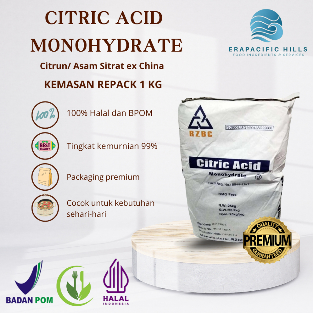 Jual Citric Acid/ Citrun/ Asam Sitrat/ Repack 1 KG/ Food Grade | Shopee ...