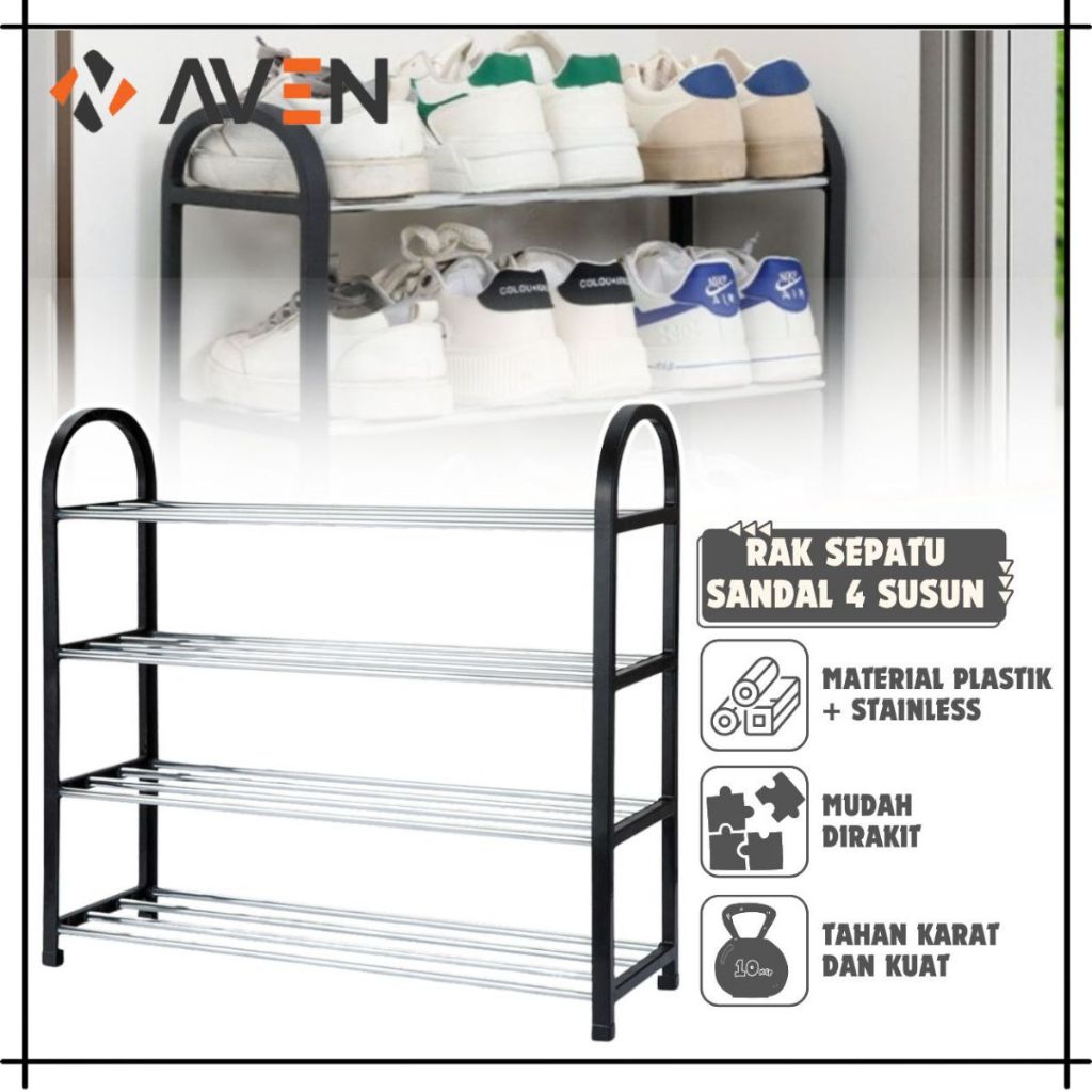 Jual AVEN Rak Sepatu 4 Tingkat / Storage Shoe Rack / Tempat Penyimpanan ...