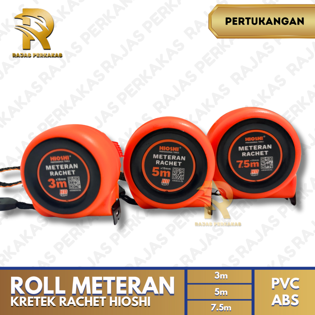 Jual ROL METER KRETEK (RACHET - PLAT HITAM) HIOSHI (AUTO STOP-ANTI ...