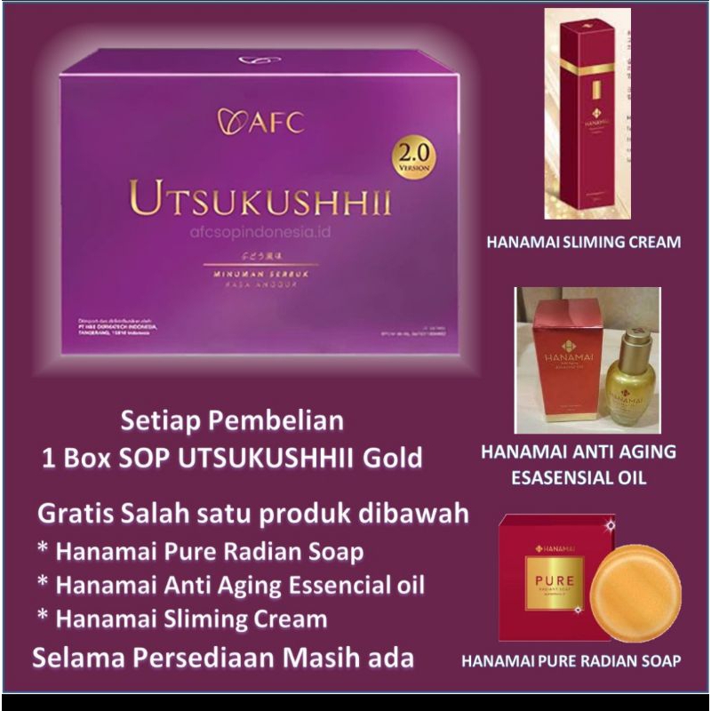 Jual paket utsukushii gold+ hanamai slimming cream/hanamai pure radiant ...