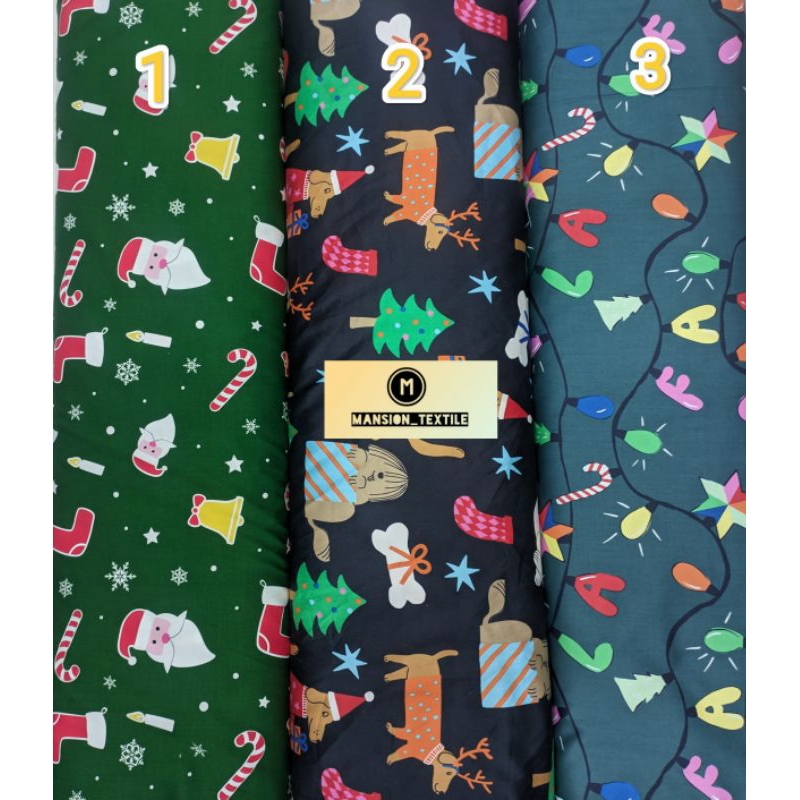 Jual Bahan Kain Katun Poplin Motip Natal | Shopee Indonesia