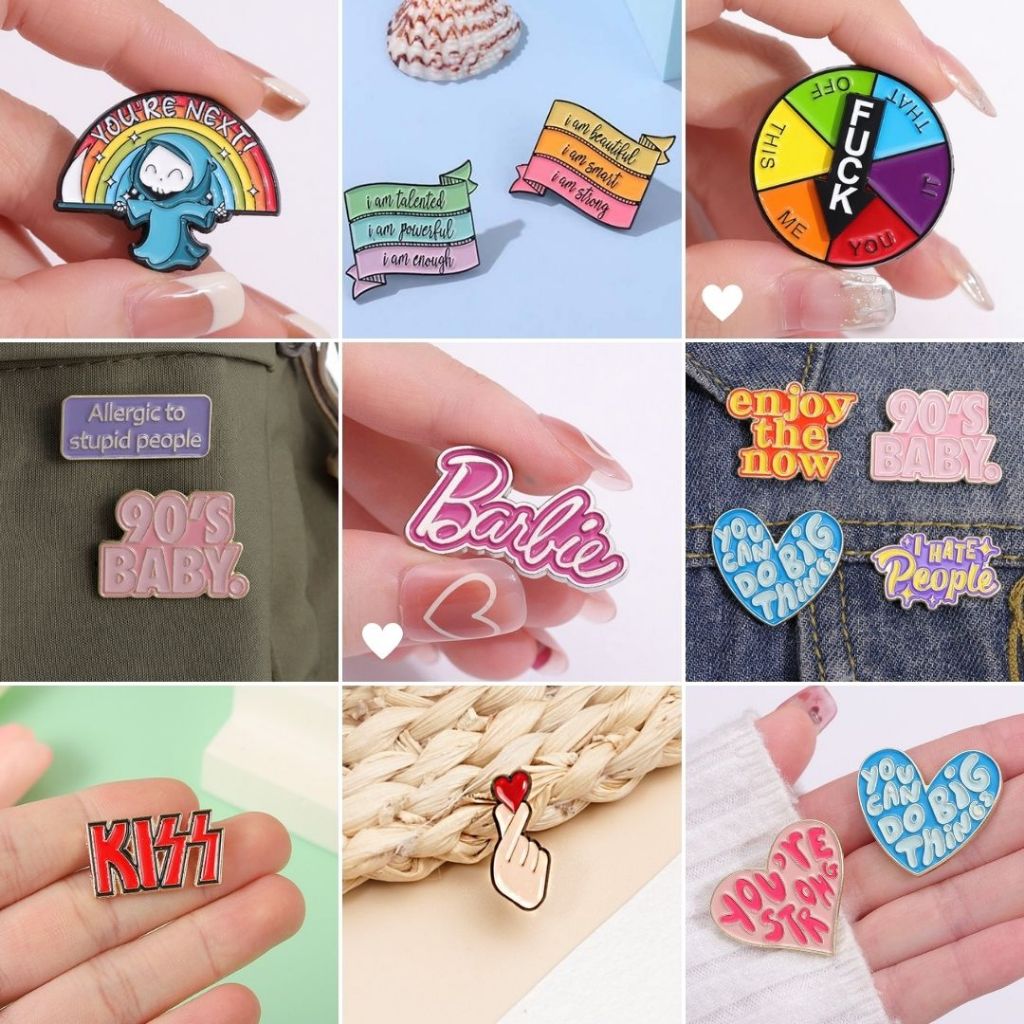 Jual Emblem Pin Bros Enamel Tulisan Kartun Lucu Keren | Shopee Indonesia