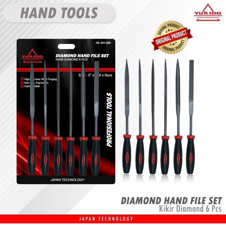 Jual YUKIDO Kikir 5" x 18cm Set 6pcs Kikir diamond kayu besi Gorok Kikir Mini Emas assorted ...