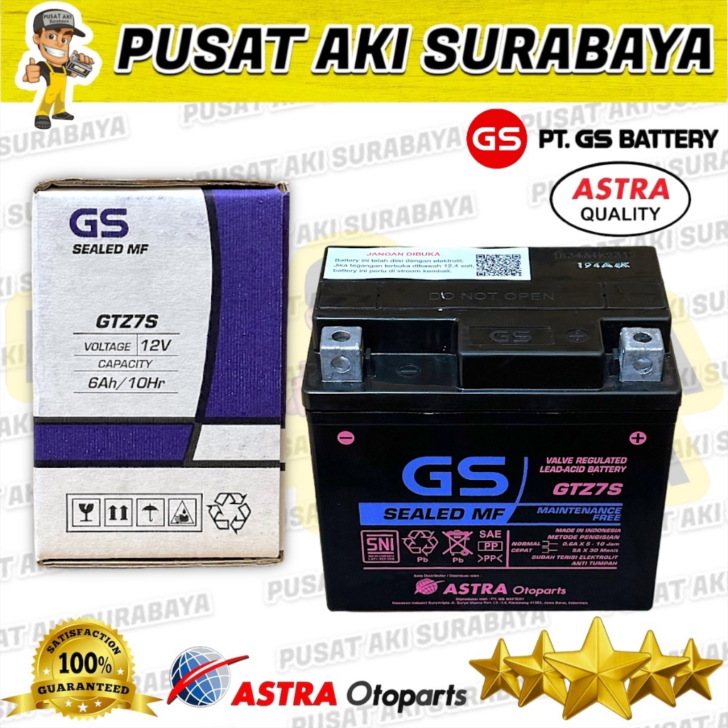 Jual PROMO ACCU KERING ASLI GS ASTRA GTZ7S 12 VOLT 6 AMPER HONDA CBR ...