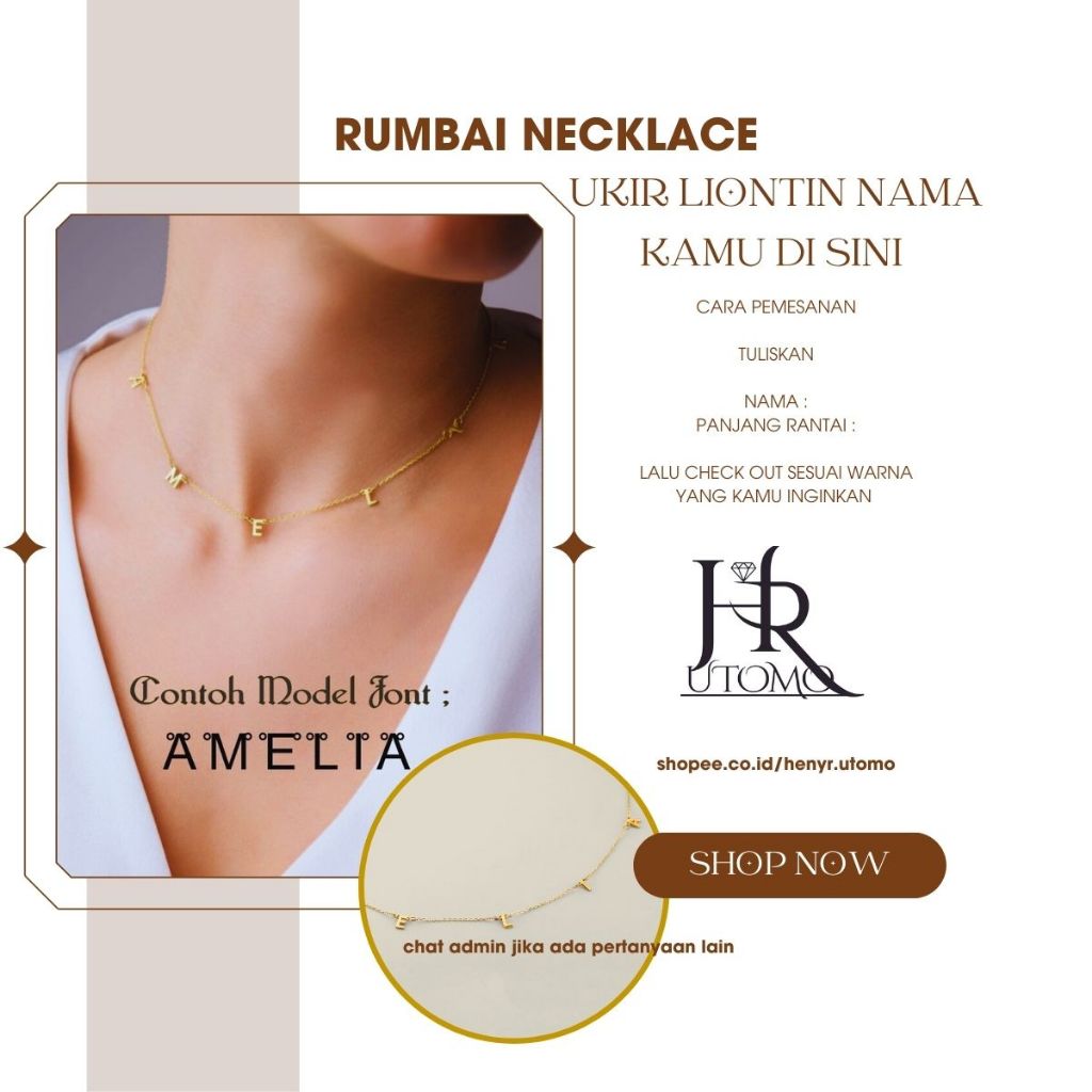Jual Kalung Rumbai Model AMELIA | Kalung Titanium Wanita Liontin Ukir ...