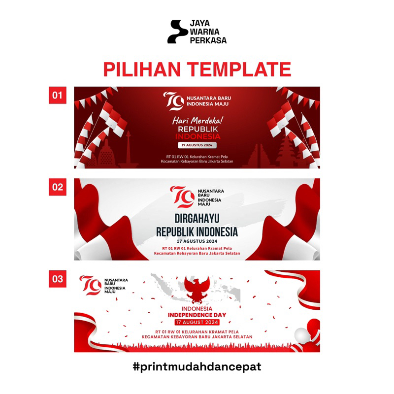 Jual Custom Spanduk 17 Agustus Hari Kemerdekaan (Cetak Sehari Jadi ...