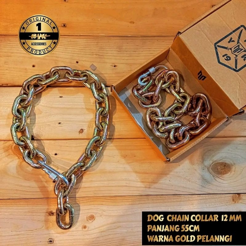 Jual kalung rantai anjing emas pelangi- kalung anjing pitbull ...