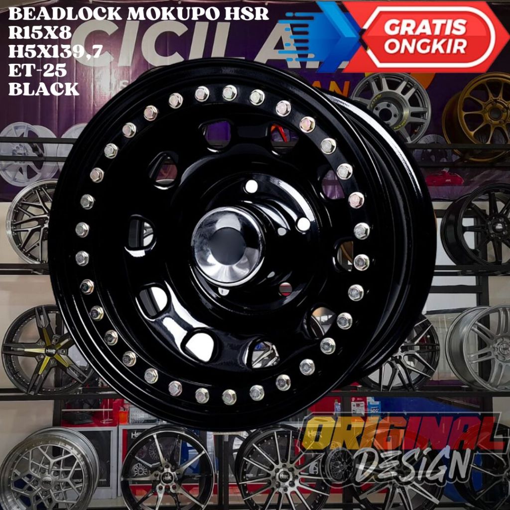 Jual Velg Mobil Ring 15 HSR BEADLOCK MOKUPO R15 LEBAR 8 INCH LOBANG BAUT 5 BLACK | Shopee Indonesia