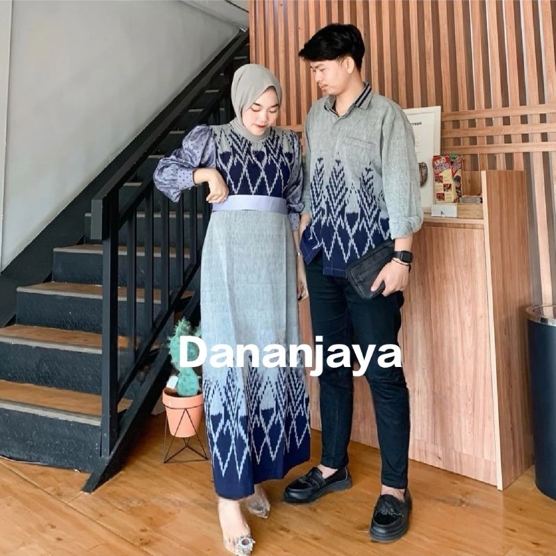Jual SET COUPLE TENUN KELUARGA DRESS FATMA CEMARA GREY BAJU WANITA KONDANGAN KEMEJA PRIA ETNIK ...