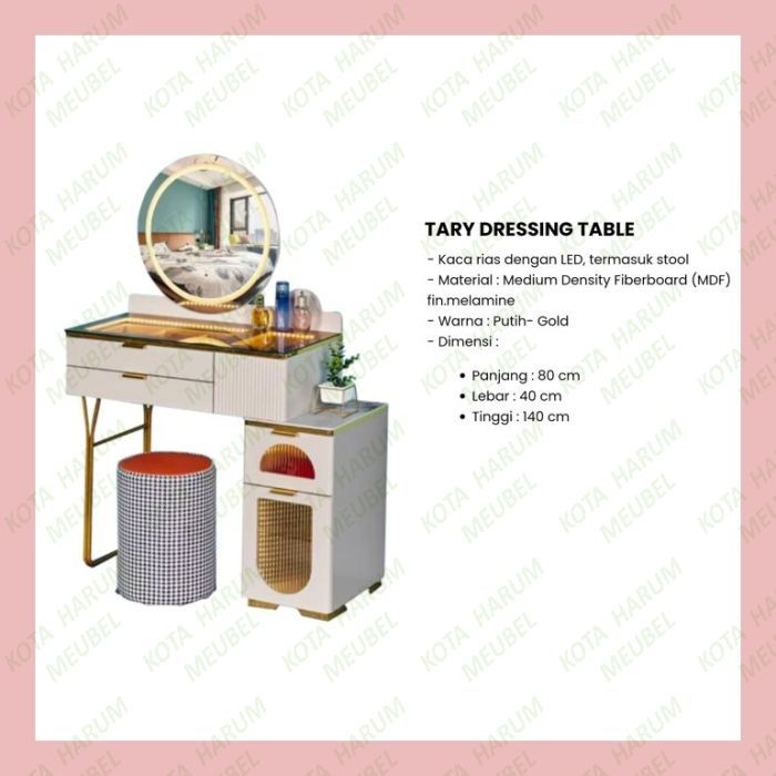 Jual meja rias mewah emas marmer putih lucu pakai lampu minimalis ...