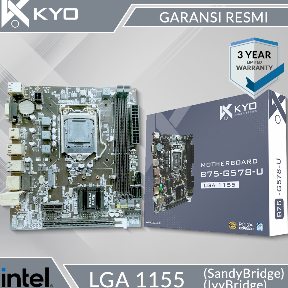 Jual Motherboard KAIZEN B75 M2 NVME LGA 1155 DDR3 B75 GARANSI RESMI 3 ...
