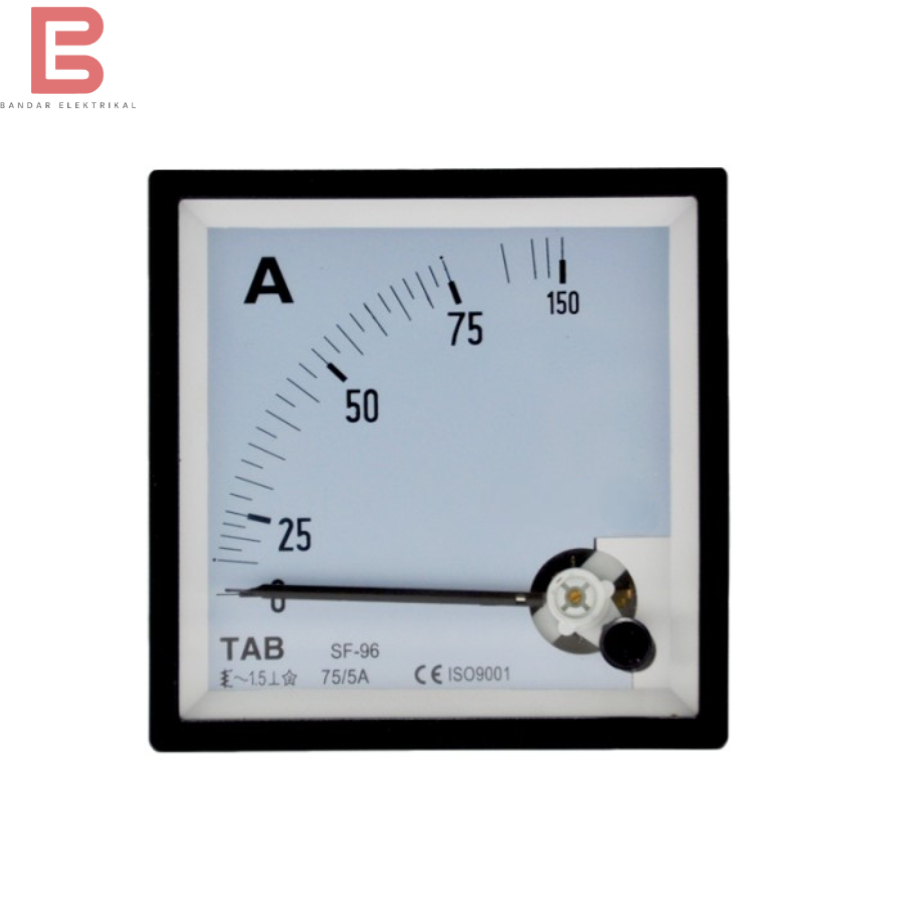 Jual Ampere Meter Analog 96 x 96 75/5A AC Via CT Ampermeter 75A TAB ...