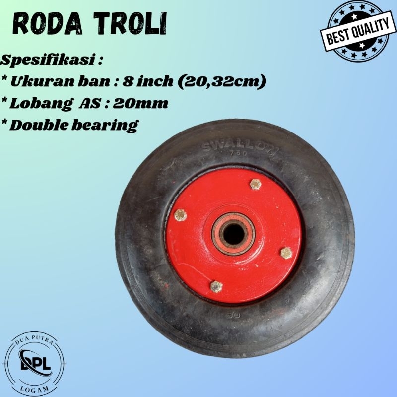 Jual Roda Troli 8 inc Swallow As 20mm | Roda Rolley Ban Mati | Shopee ...