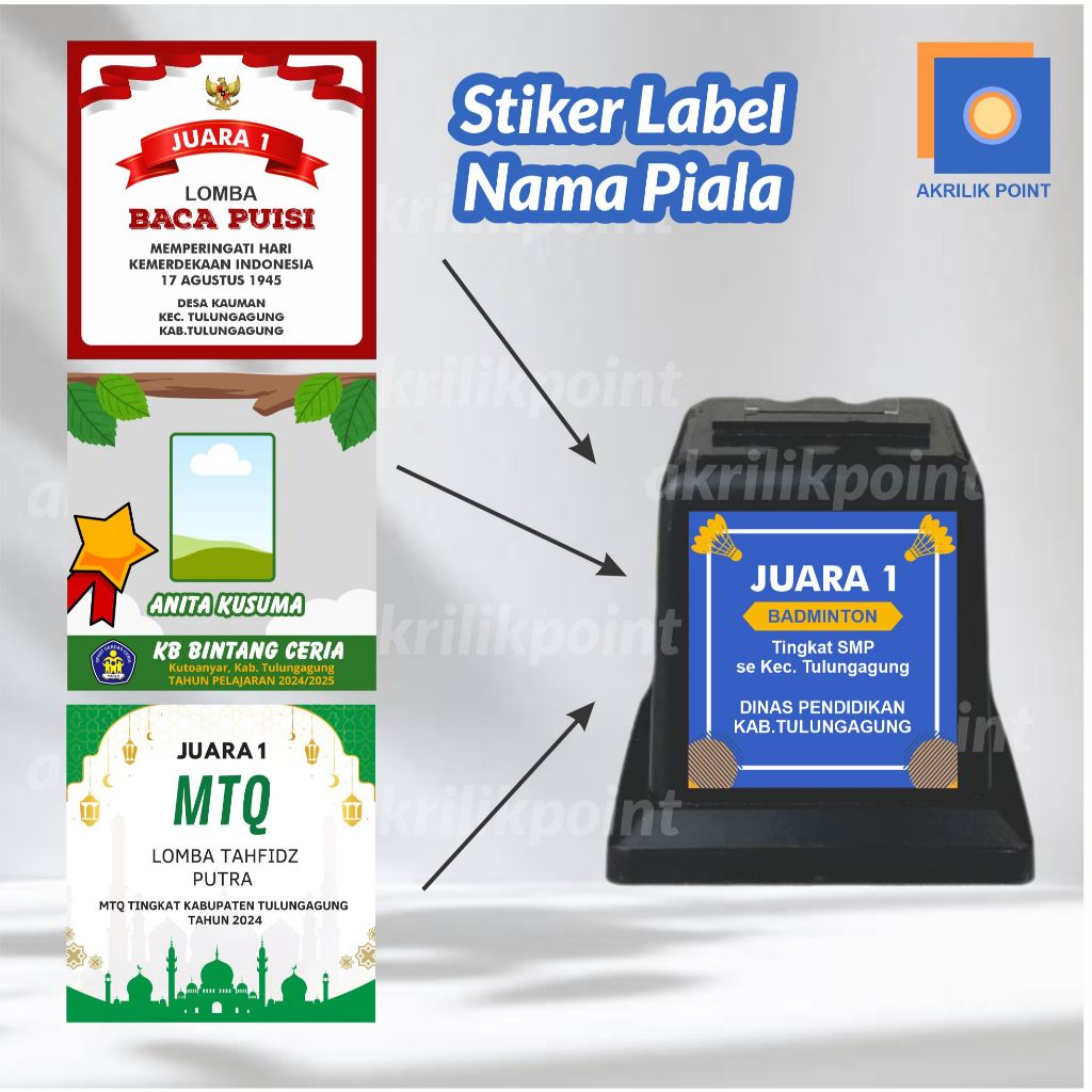 Jual STIKER LABEL TULISAN PIALA CUSTOM untuk Tatakan Plastik W4 ...