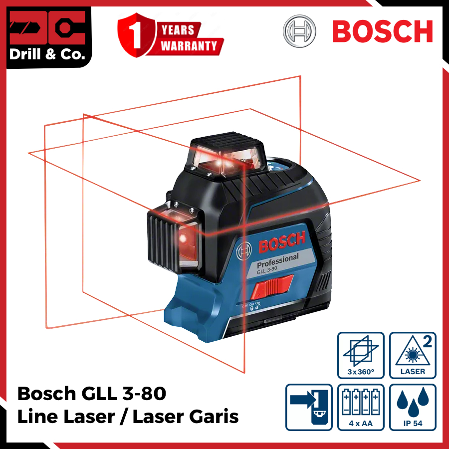 Jual Bosch Laser Line Level GLL 3-80P / GLL 3-80 P Laser Level | Shopee ...