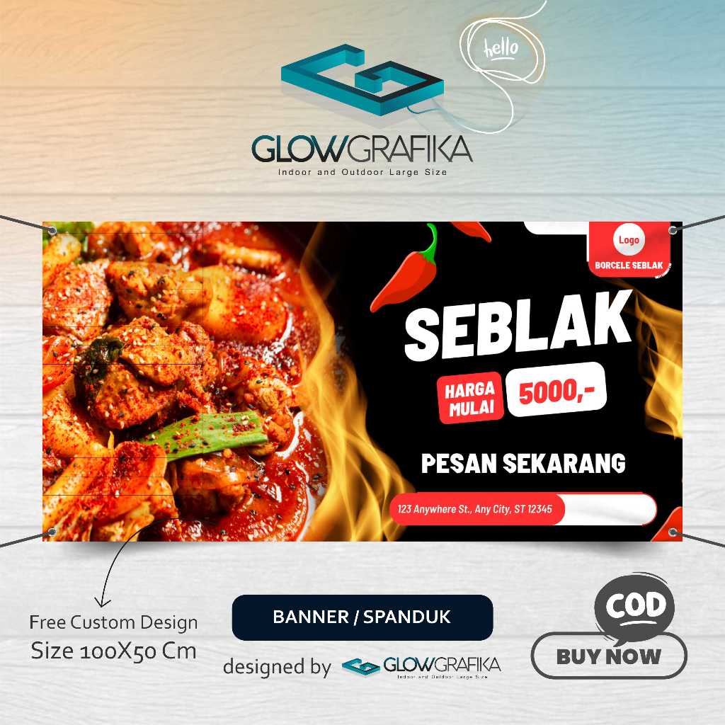 Jual Cetak Spanduk Banner Merah Hitam Kreatif Seblak | Shopee Indonesia