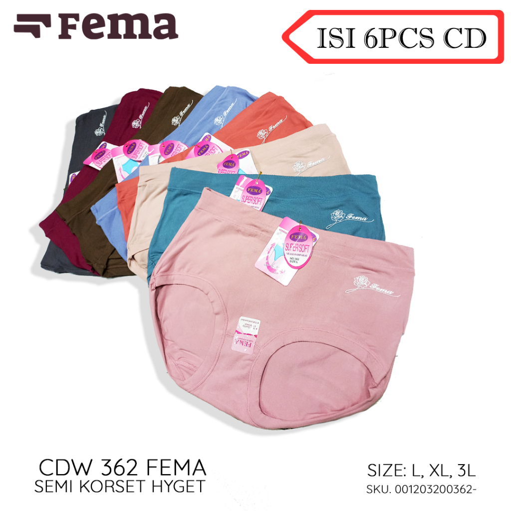 Jual FEMA Official Shop SETENGAH LUSIN 6 pcs Celana Dalam Wanita 313/388/362/378/618/375/399/364 ...
